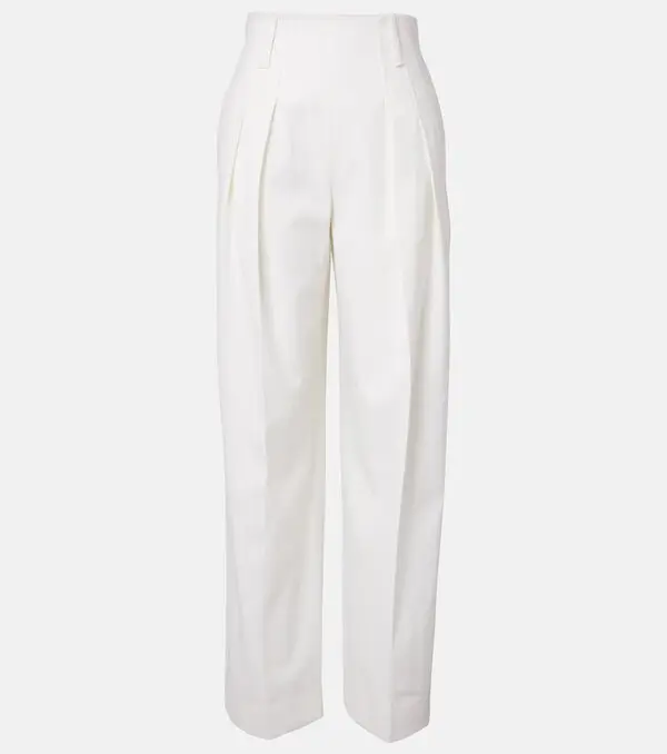 Victoria Beckham Wool-blend Wide-leg Trousers - White