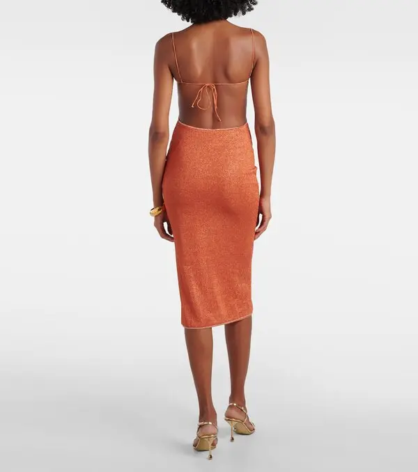 Oseree Lumiere Open-back Midi Dress