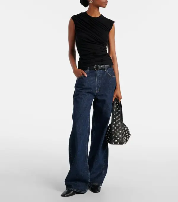 AGOLDE Ester Ruched Top - Black