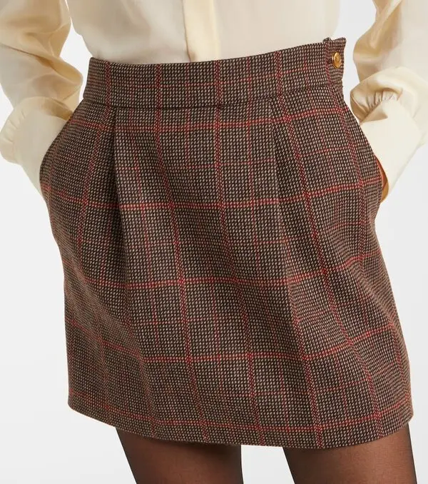 Chloé Checked Virgin Wool Mini Skirt