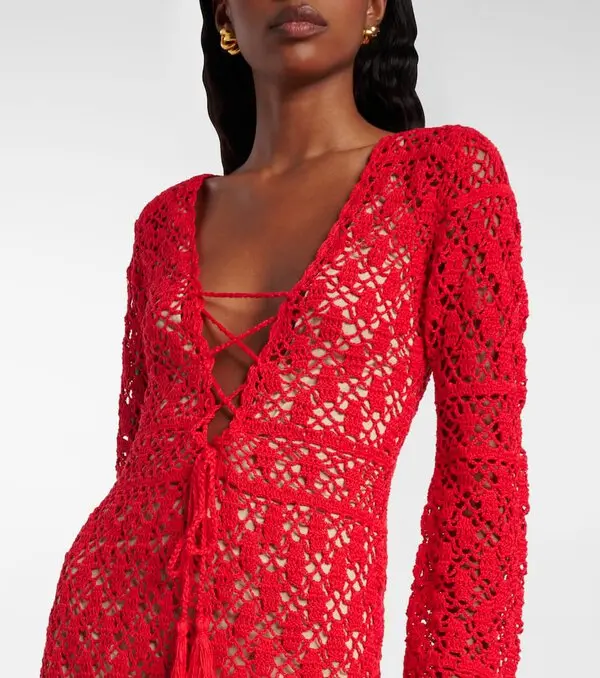 Anna Kosturova Bianca Crochet Cotton Mini Dress