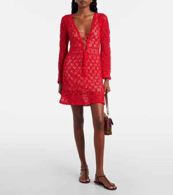 Anna Kosturova Bianca Crochet Cotton Mini Dress