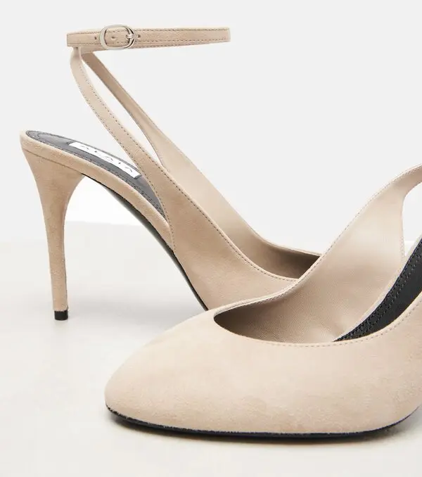 Alaïa Decolette 90 Suede Pumps - Beige