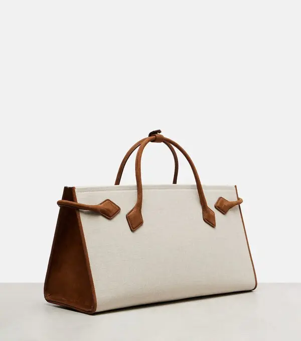 Alaïa Le Teckel Leather-trimmed Canvas Tote Bag - Beige