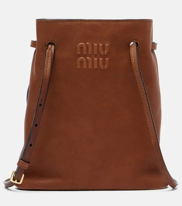 Miu Miu Logo Leather Bucket Bag