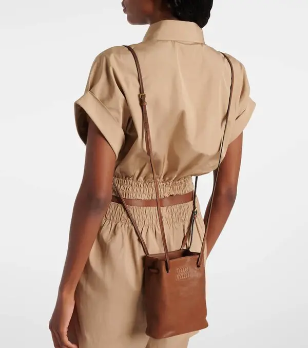 Miu Miu Logo Leather Bucket Bag