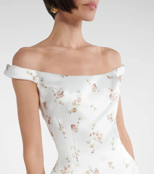Magda Butrym Floral Off-the-shoulder Silk Mini Dress