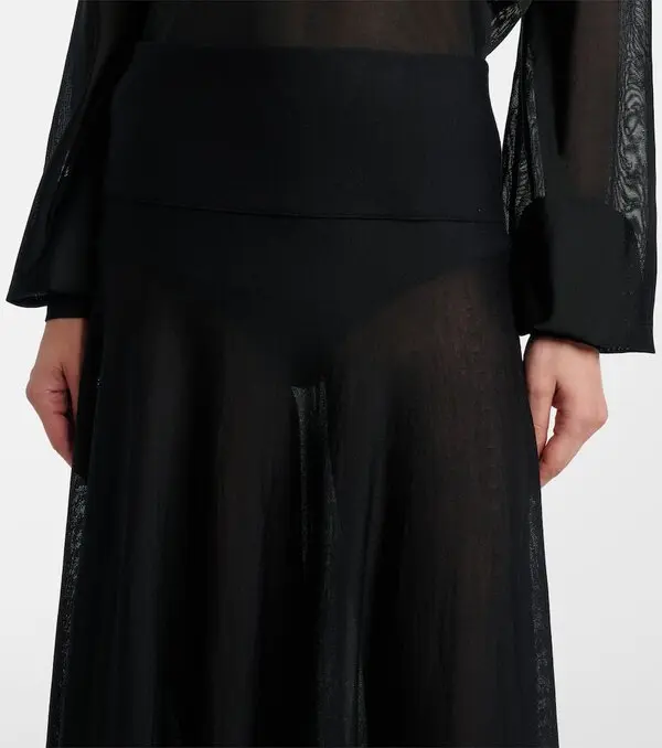 Alaïa Flared Virgin Wool Maxi Skirt