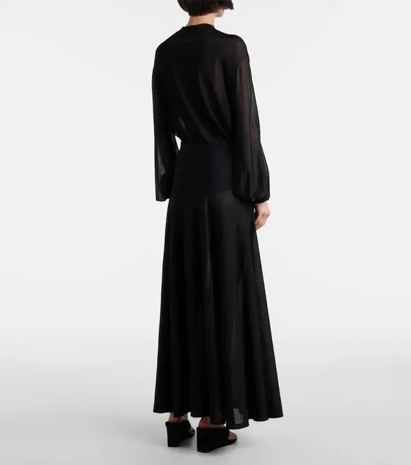 Alaïa Flared Virgin Wool Maxi Skirt
