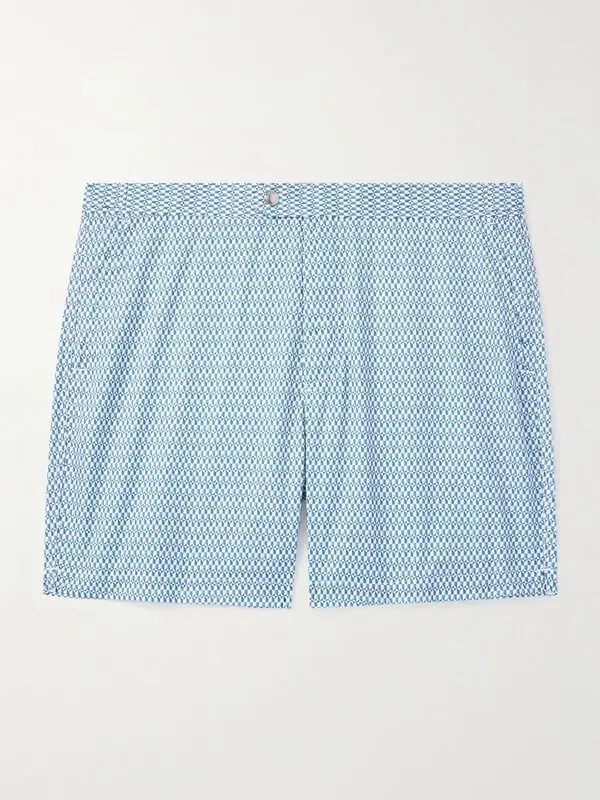 Mr P. Straight-leg Mid-length Swim Shorts - Blue
