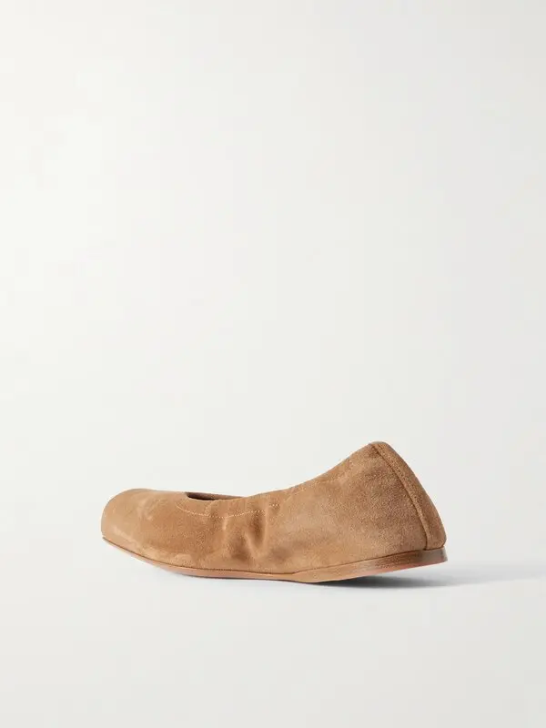Alaïa Leather-trimmed Suede Ballet Flats - Brown