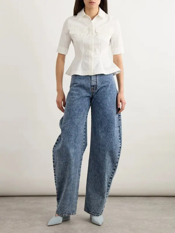Alaïa Paneled Cotton-poplin Peplum Shirt