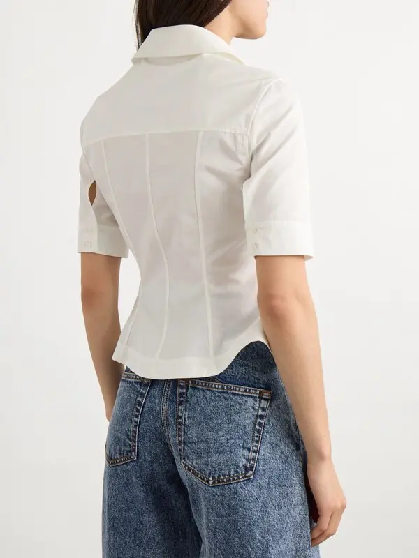 Alaïa Paneled Cotton-poplin Peplum Shirt