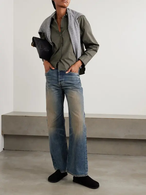 Acne Studios 2021 Distressed Mid-rise Flared Organic Jeans