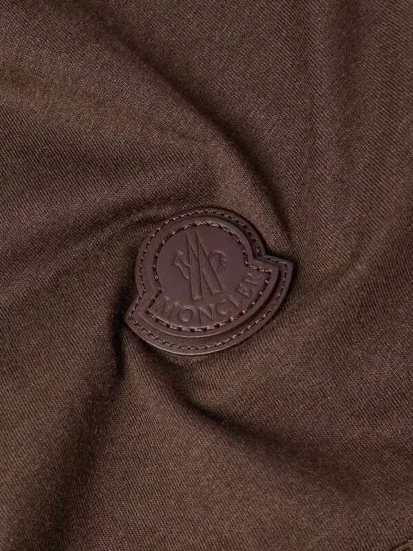 Moncler Logo-appliquéd Shell-trimmed Cotton And Cashmere-blend Jersey T-shirt - Brown