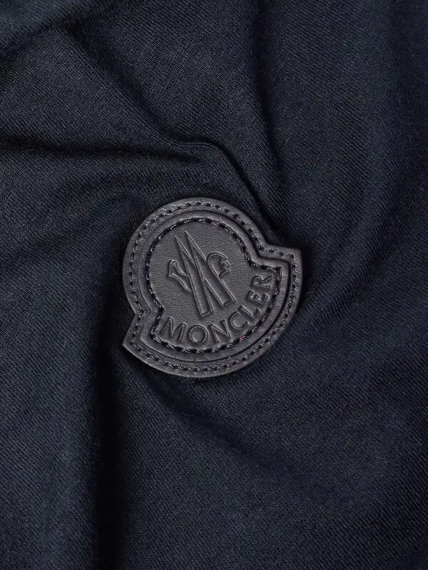 Moncler Logo-appliquéd Shell-trimmed Cotton And Cashmere-blend Jersey T-shirt - Blue