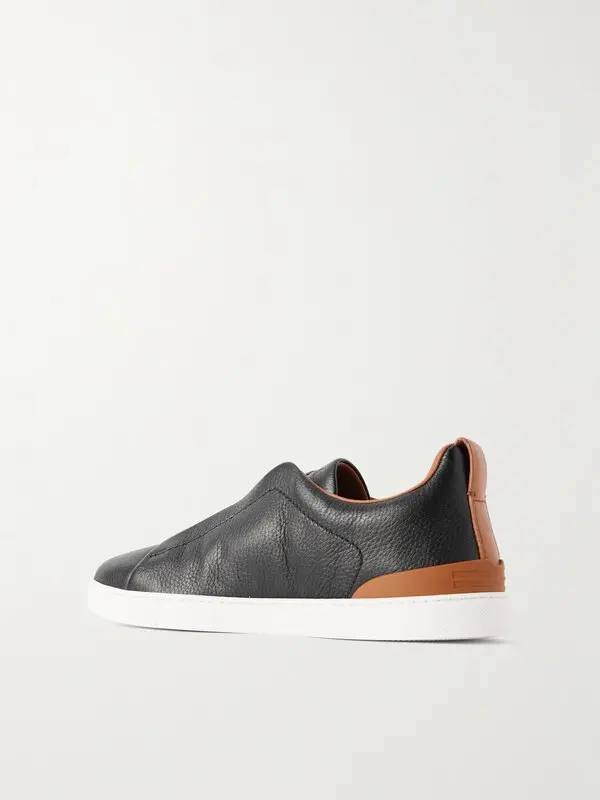 Zegna Triple Stitch™ Deerskin Slip-on Sneakers - Black