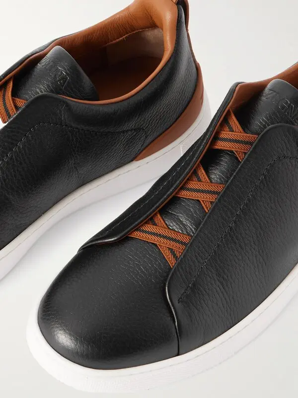 Zegna Triple Stitch™ Deerskin Slip-on Sneakers - Black