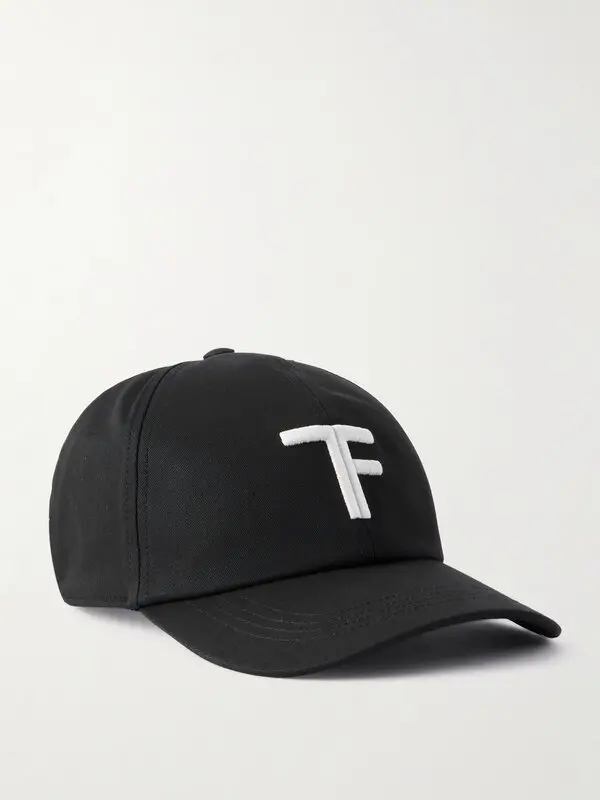 TOM FORD Logo-embroidered Cotton-twill Baseball Cap - Black