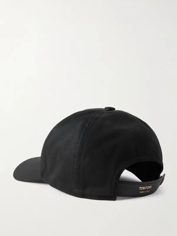 TOM FORD Logo-embroidered Cotton-twill Baseball Cap - Black