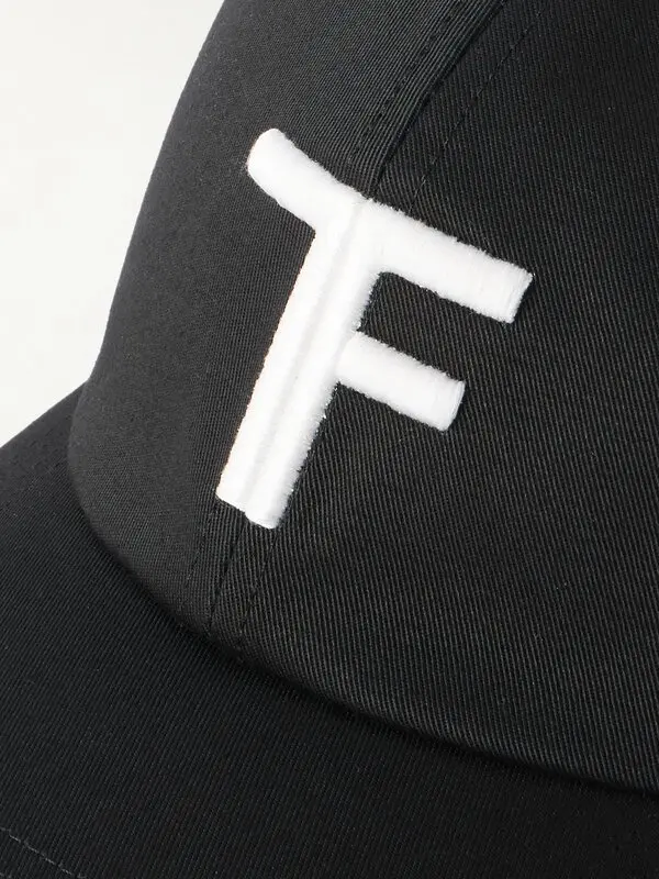 TOM FORD Logo-embroidered Cotton-twill Baseball Cap - Black