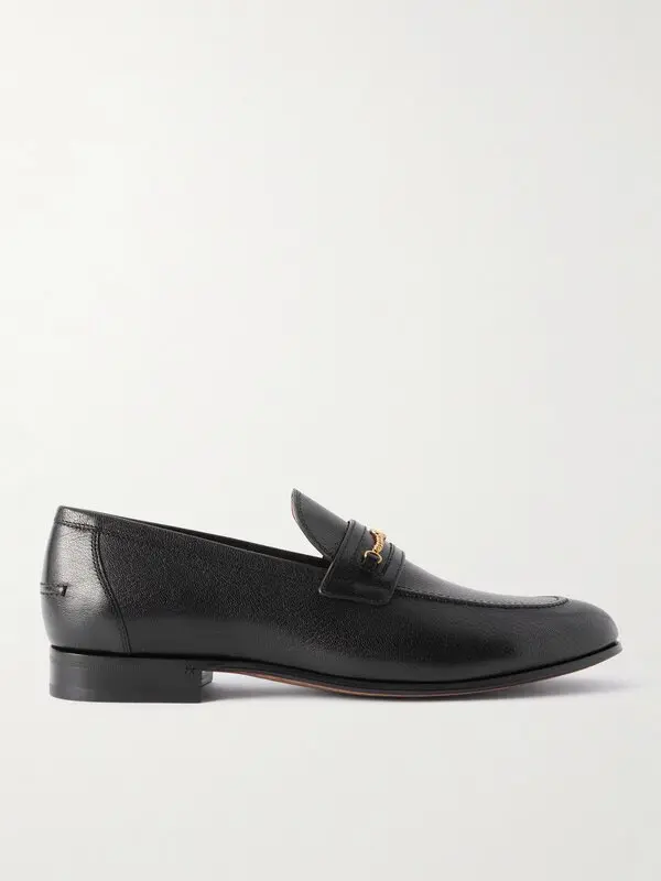 Valentino Garavani Logo-embellished Leather Loafers - Black