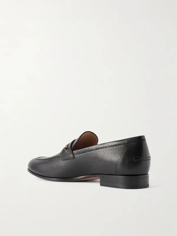 Valentino Garavani Logo-embellished Leather Loafers - Black