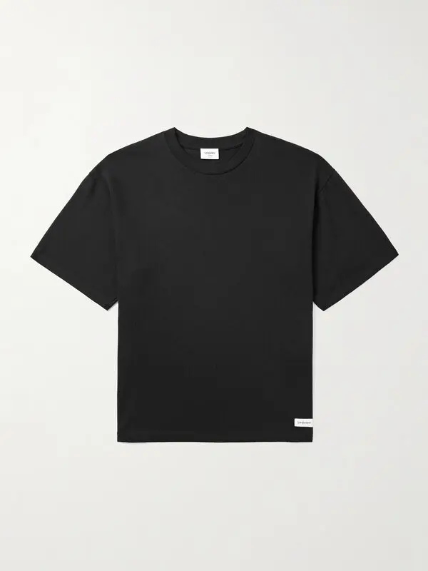 Saint Laurent Logo-appliquéd Cotton And Modal-blend Jersey T-shirt - Black