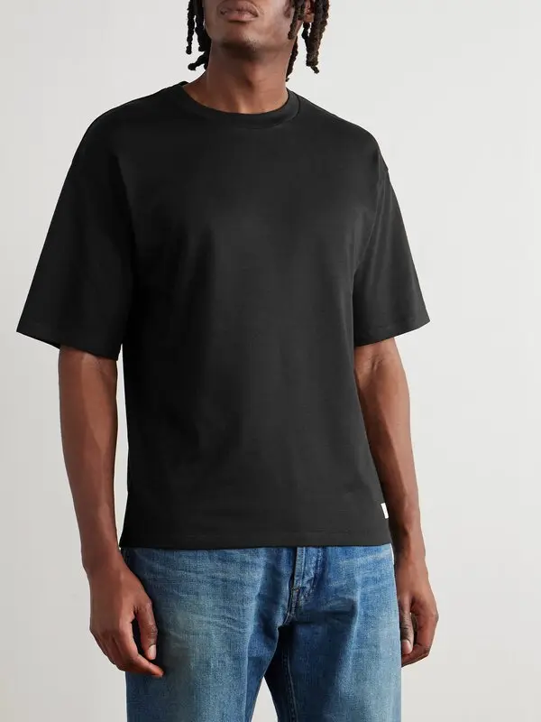 Saint Laurent Logo-appliquéd Cotton And Modal-blend Jersey T-shirt - Black