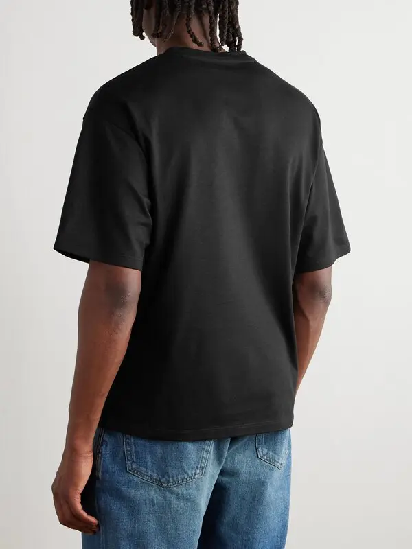 Saint Laurent Logo-appliquéd Cotton And Modal-blend Jersey T-shirt - Black