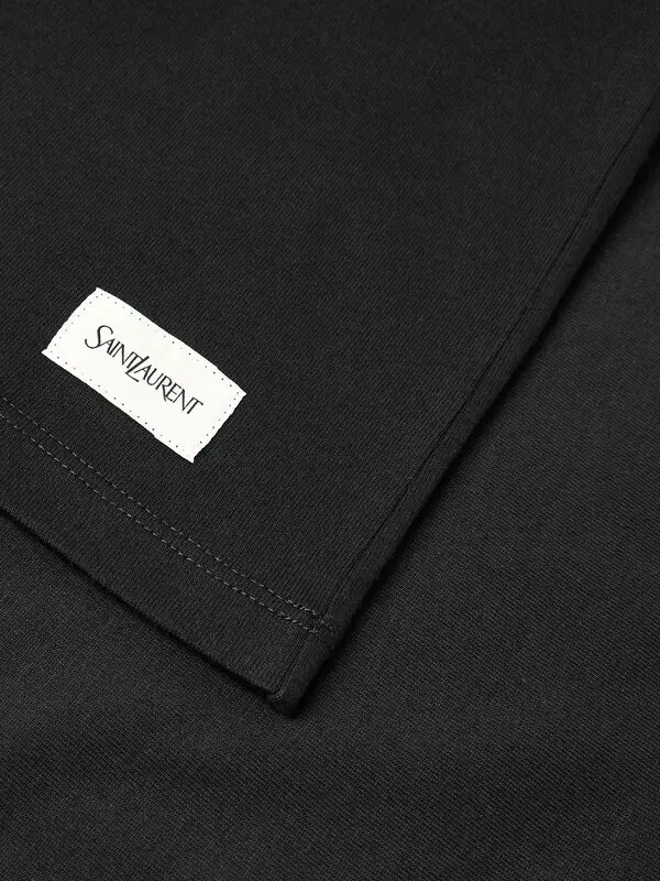 Saint Laurent Logo-appliquéd Cotton And Modal-blend Jersey T-shirt - Black