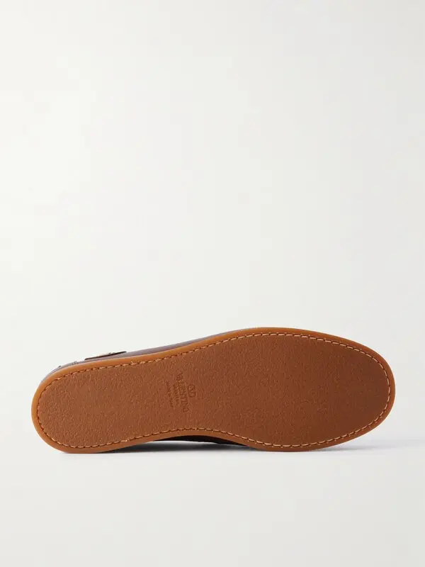 Valentino Garavani Logo-embellished Leather Boat Shoes