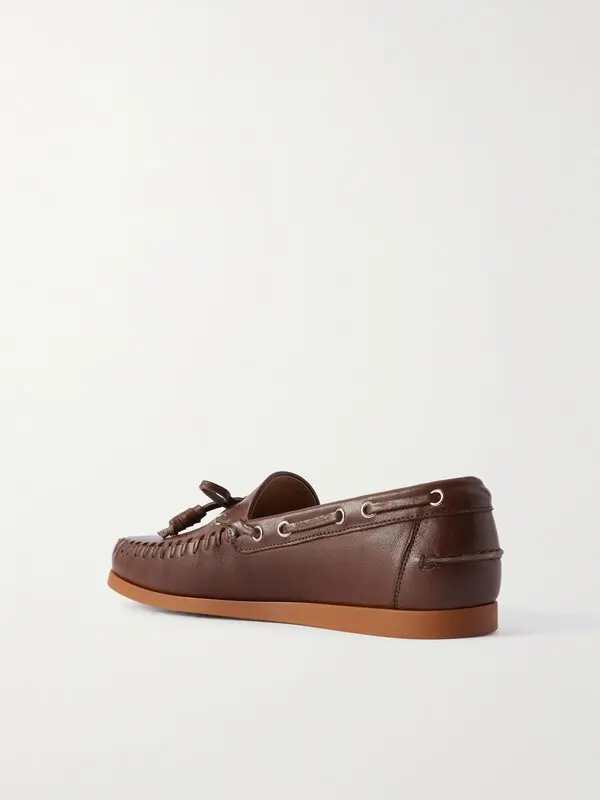 Valentino Garavani Logo-embellished Leather Boat Shoes