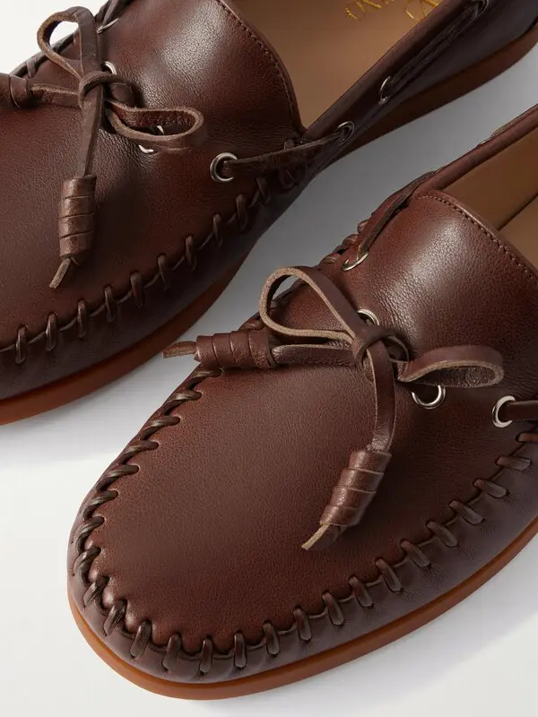 Valentino Garavani Logo-embellished Leather Boat Shoes