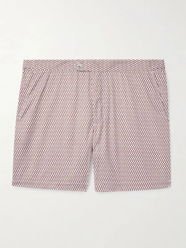 Mr P. Straight-leg Mid-length Printed Swim Shorts - Brown