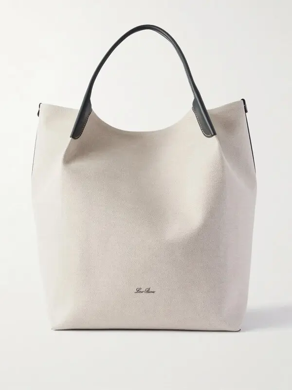 Loro Piana Bale Extra Large Leather-trimmed Canvas Tote Bag - White