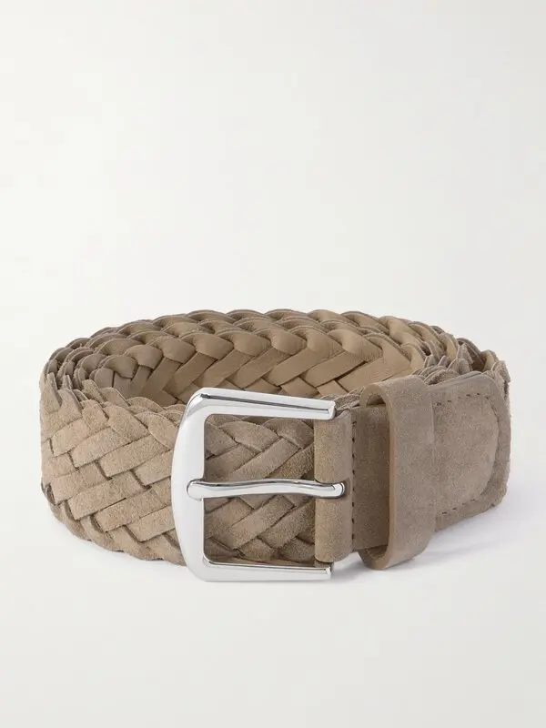 Loro Piana 4cm Woven Suede Belt - Brown
