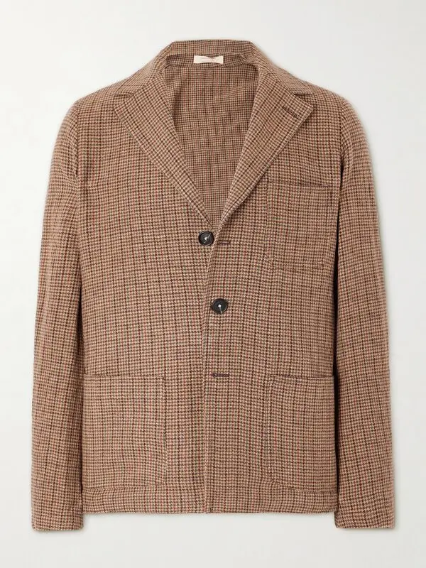 Massimo Alba Baglietto Checked Houndstooth Wool-blend Blazer
