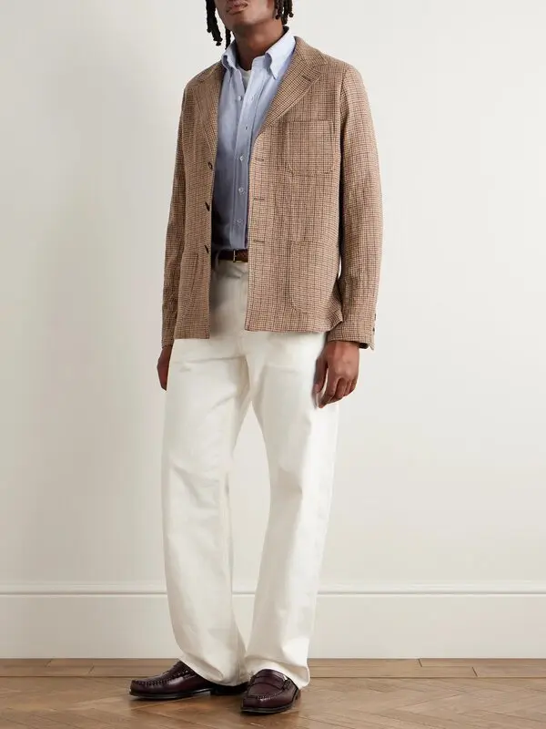 Massimo Alba Baglietto Checked Houndstooth Wool-blend Blazer