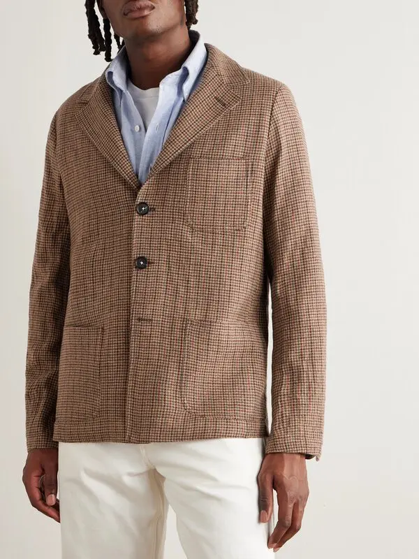 Massimo Alba Baglietto Checked Houndstooth Wool-blend Blazer