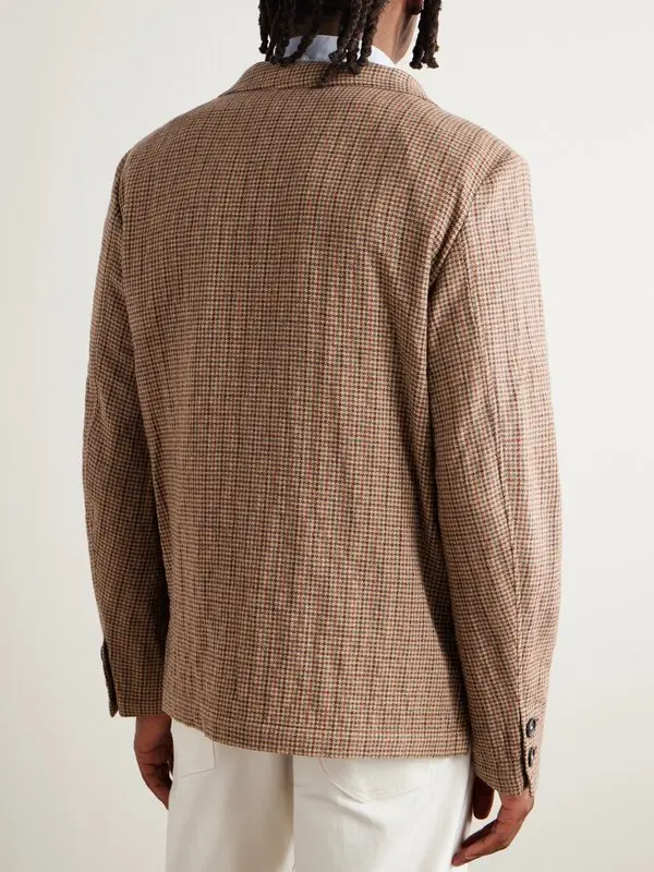 Massimo Alba Baglietto Checked Houndstooth Wool-blend Blazer