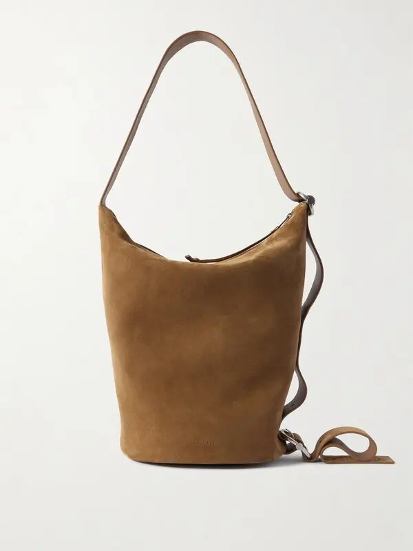 Loewe Loop Suede Tote - Brown