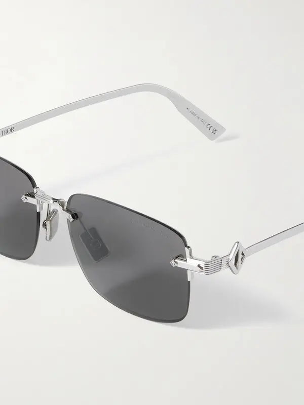 Dior Cd Diamond S11u Rectangular Rimless Sunglasses - Silver