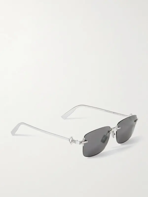 Dior Cd Diamond S11u Rectangular Rimless Sunglasses - Silver