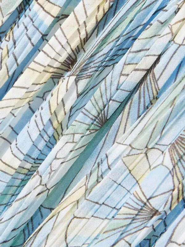 Veronica Beard Printed Plissé-chiffon Maxi Dress - Blue