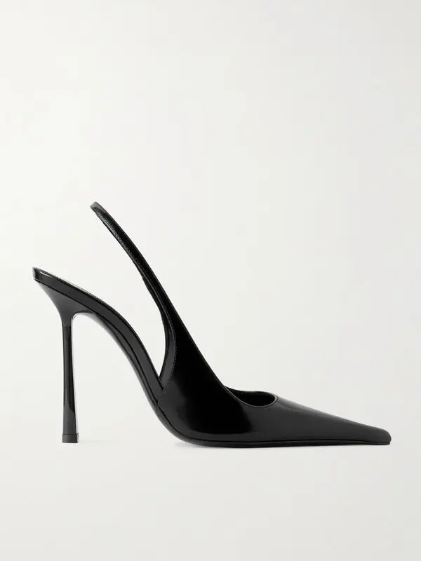 Saint Laurent Vendôme Glossed-leather Slingback Pumps - Black