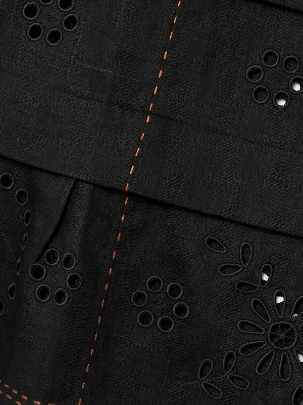 Vita Kin Gigi Topstitched Broderie Anglaise Linen Tank
