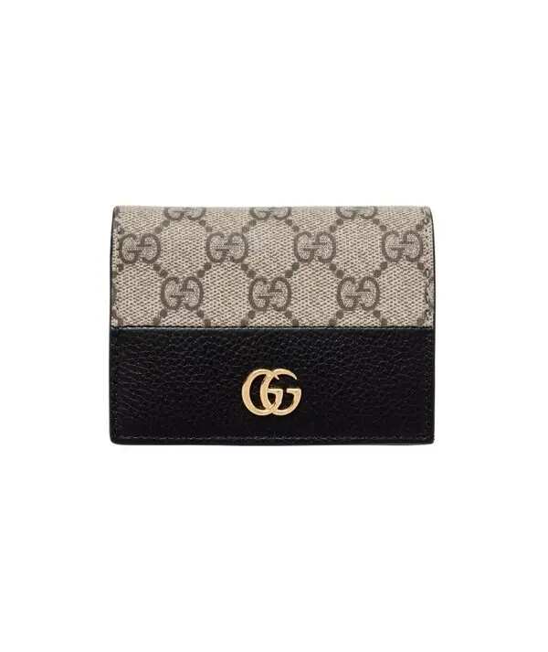 Gucci Gg Marmont Petite Textured-leather And Printed Coated-canvas Wallet - Black