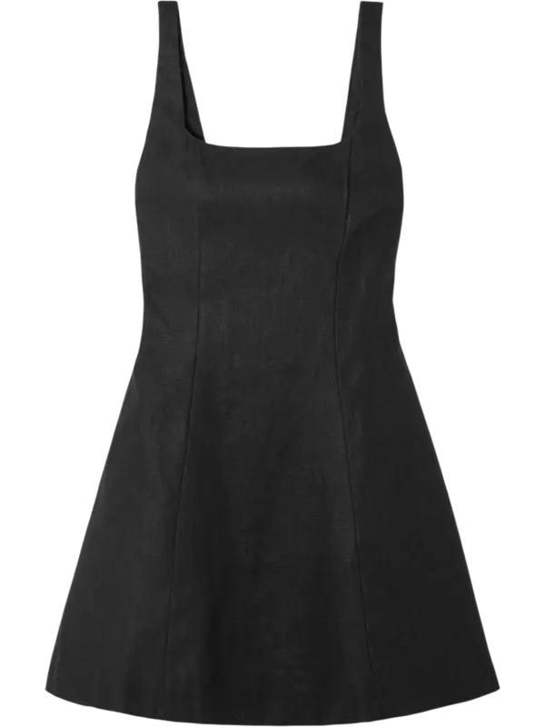 Faithfull The Brand Felice Shirred Linen Mini Dress - Black - 30% Off |  Editorialist