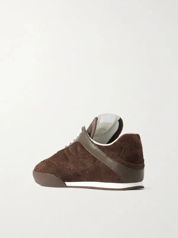 Chloé Kick Leather-trimmed Quilted Suede Sneakers - Brown